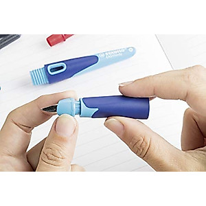 STABILO Ergonomic School Fountain Pen EASYbirdy 3D Wildfile Special Edition - Nib A - Right-Handed - Cartridge and Adjustment Tool Included - Blue