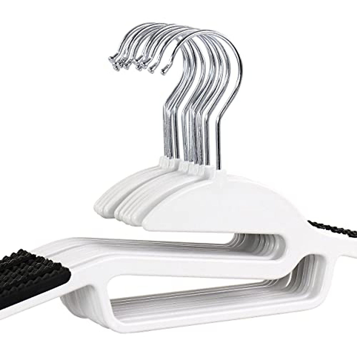 Elama Home 50 Piece Non Slip Hanger with U-Slide in White and Black