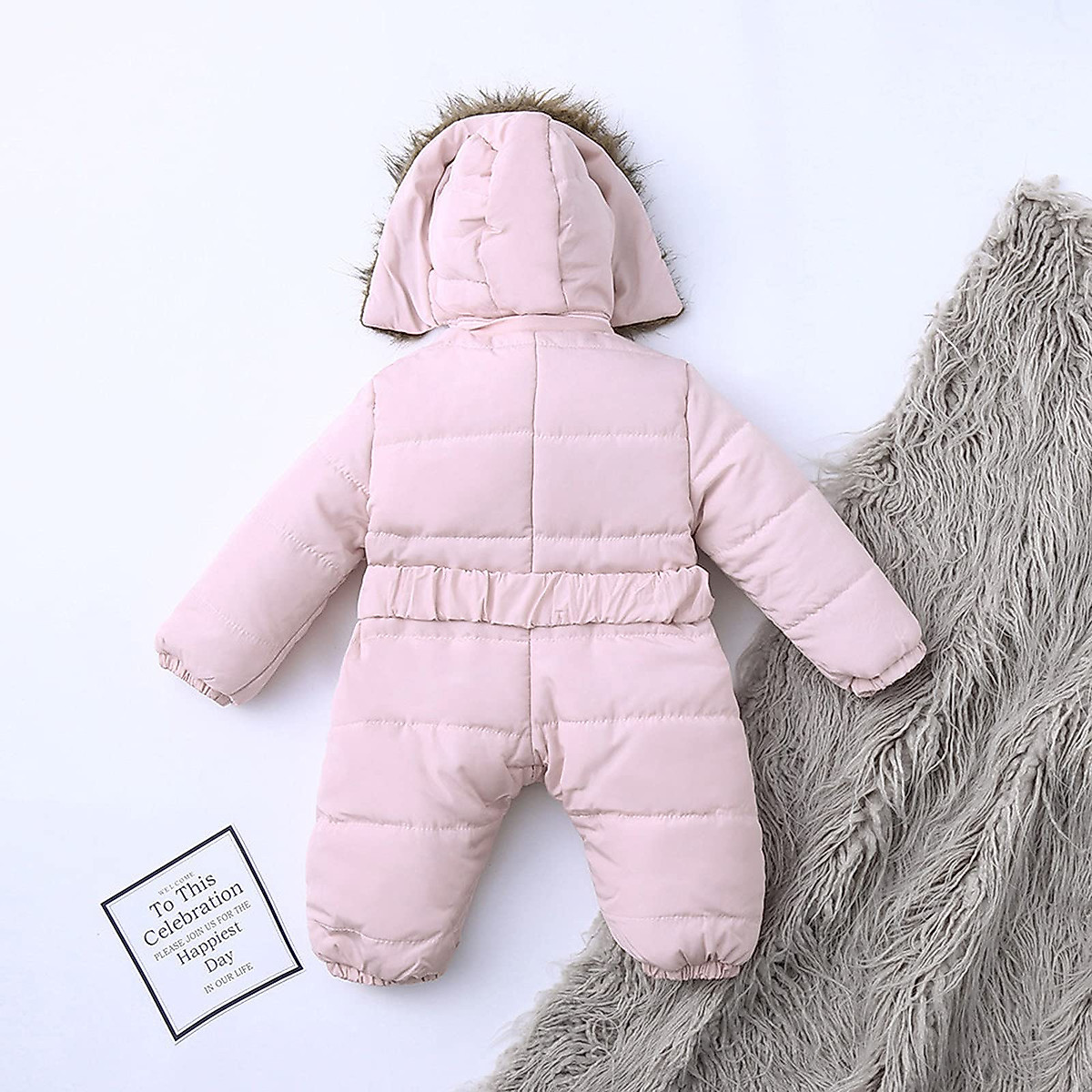 Outerwear Romper Coat Warm Infant Baby Jacket Snowsuit Girls Hooded Jumpsuit Girls Boys Snow for Kids (Pink, 0-3 Months)