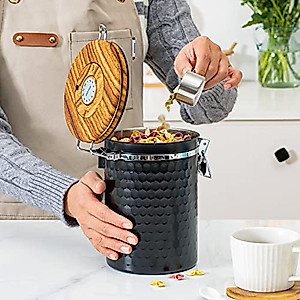 TEDSWAIT Coffee Canisters Airtight Coffee Bean Storage Container Kitchen Stainless Steel Food Storage Container with Scoop Date Tracker & CO2 Valve 61Fl Oz (Diamond Black)
