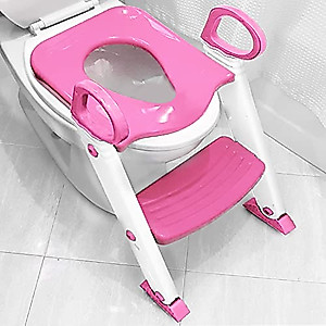 Potty Training Seat with Step Stool Ladder, Alayna Potty Training Toilet for Kids Boys Girls Toddlers Baby-Comfortable Safe Foldable Adjustable Potty Seat Trainer with Anti-Slip Pads Ladder