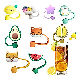 9-Packs Straw Tips Cover Silicone Straw Plugs, Food Grade Silicone Straw Tip Reusable Drinking Straw Covers Plugs Anti-dust Airtight Seal Splash Proof