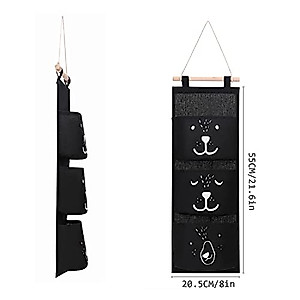 XGOPTS Wall Closet Hanging Storage Bag Over The Door Closet Organizer Wall Mounted Hanging Closet with 3 Pockets Cotton Linen Fabric Storage Hanging Shelves for Bedroom Bathroom Kitchen Dorms