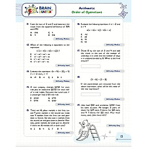 Math Practice Workbook Grades 6-8: 1000+ Questions You Need to Kill in Middle School by Brain Hunter Prep (Arithmetic, Algebra, Geometry, Measurement, ... more in Kill It Series by Brain Hunter Prep)