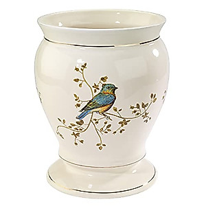 Avanti Linens Gilded Birds Waste Basket, Ivory