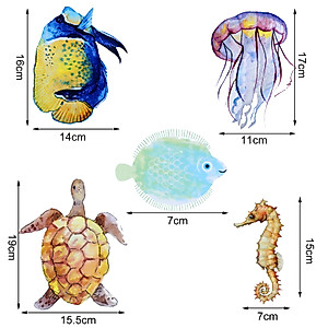 116 Pieces Ocean Wall Decals Under The Sea Fish Wall Nursery Decals Removable Peel and Stick Art for Kids Baby Bedroom Living Room Bathroom (Lovely Colors)