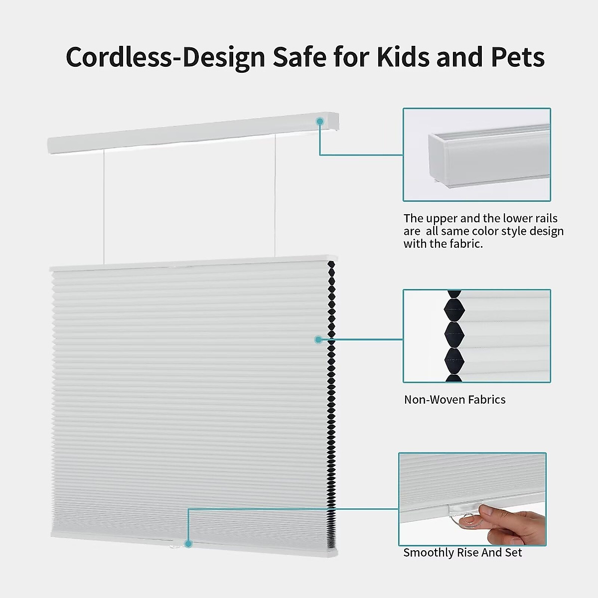 Custom MYshade Cellular Shades, Light Filtering Blinds for Windows, Top Down Bottom Up Cellular Shades&Blinds for Home/Bathroom/Bedroom(White-Blackout)