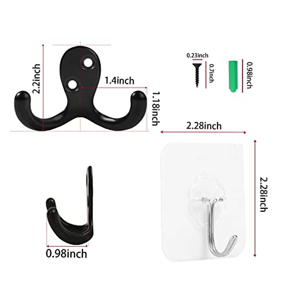 YYwingek 8pcs Wall Hooks and 8 Pack Heavy Duty Self Adhesive Hooks