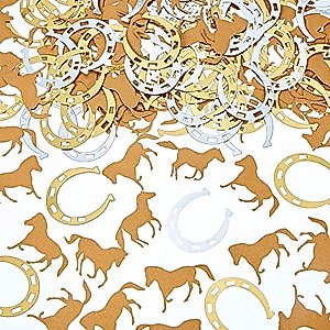 800 Pieces Horseshoe Confetti Horse Confetti Decorations Horse Party Confetti Accessories Animal Glitter Confetti for Birthday, Derby Day Party, Baby Shower, Cowboy Party Supplies