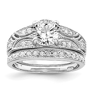 IceCarats 925 Sterling Silver Cubic Zirconia CZ Wedding Band Engagement Ring Bridal Jewelry Set Size 8