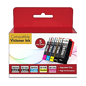 PGI-280 XXL/CLI-281XXL Compatible Ink Cartridges Replacement for Canon 280 281 Ink Cartridges PGI-280XXL CLI-281XXL Ink Canon PIXMA TR8520 TR8620 TS6120 TS6320 TS8220 TS8320 TS9120 Printer (5 Pack)