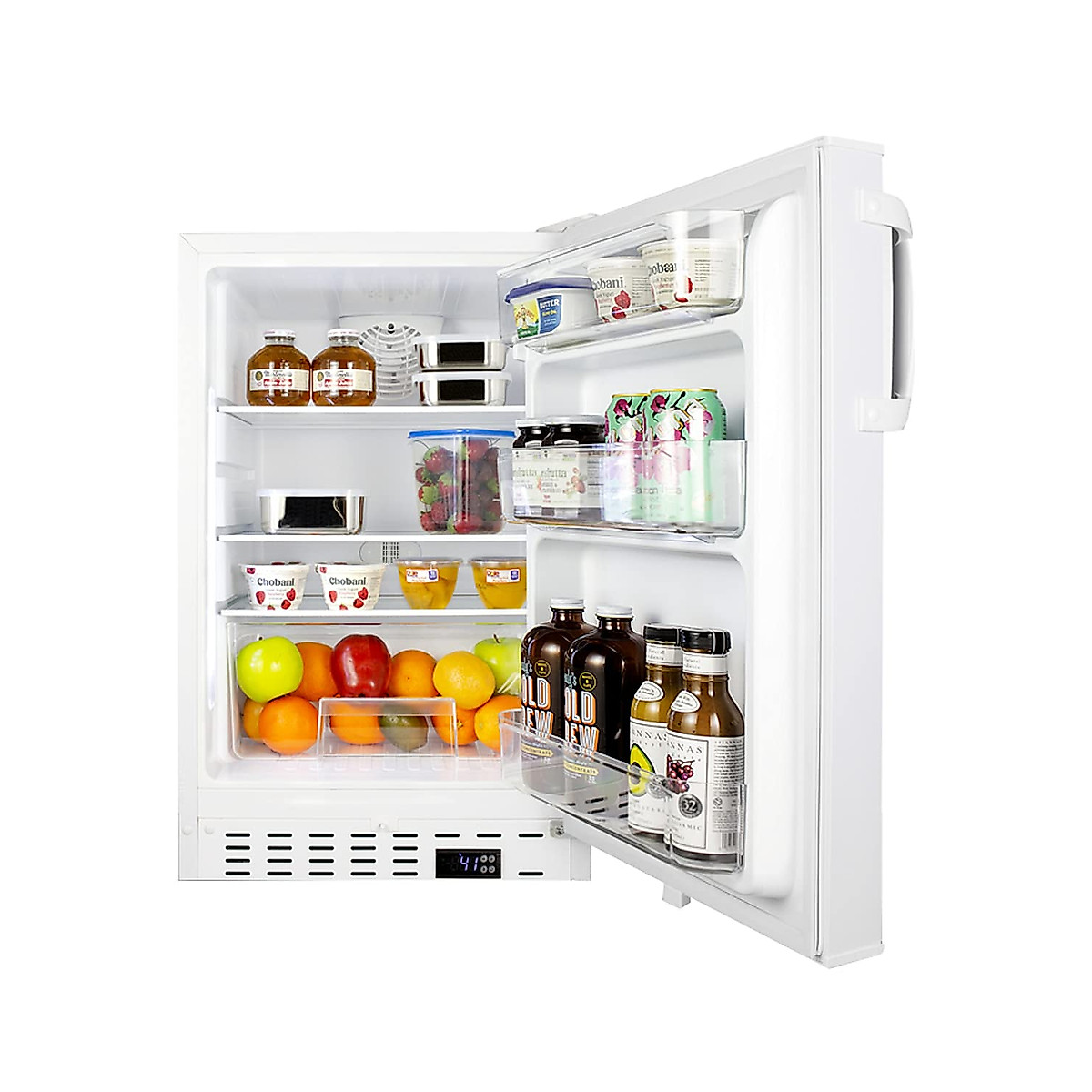 Summit Appliance ALR46W Built-in Undercounter ADA Compliant Residential All-Refrigerator in White with Door Storage, Adjustable Thermostat, Open Door Alarm, Sealed Back and Auto Defrost