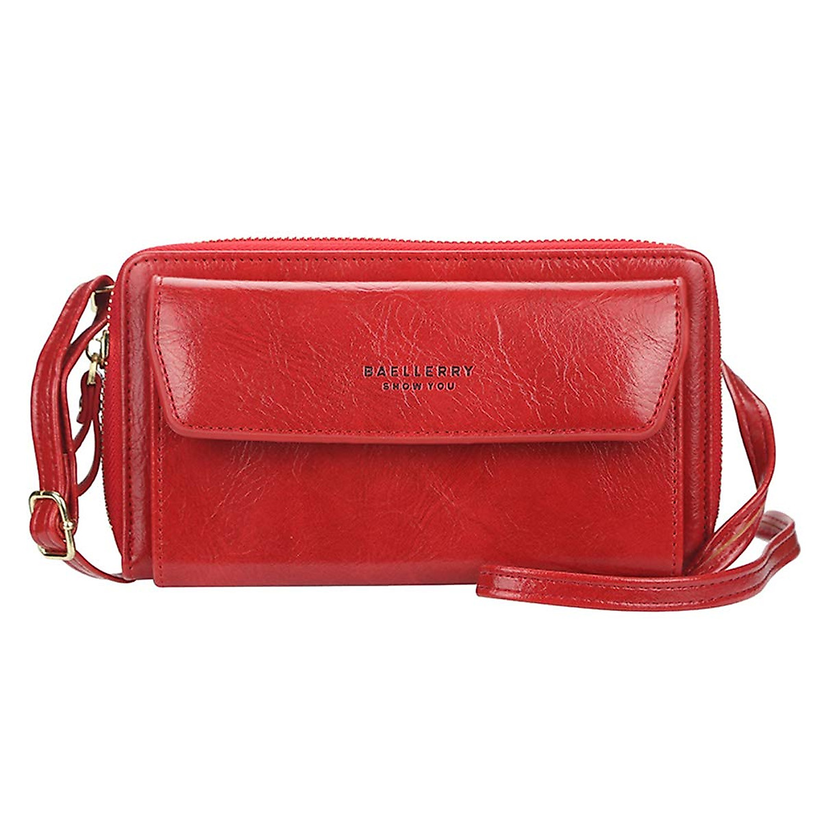 Womens Crossbody Wallet Small Cute Clutch Purses Phone Bag with Front Zipper Pocket,Red