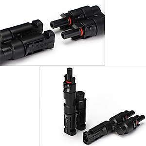 BAYM Solar Panel T Branch 2 to 1 MMF + FFM Cable Connector Solar Wire Connector T-Type T2 Coupler Combiner(1 Pair)