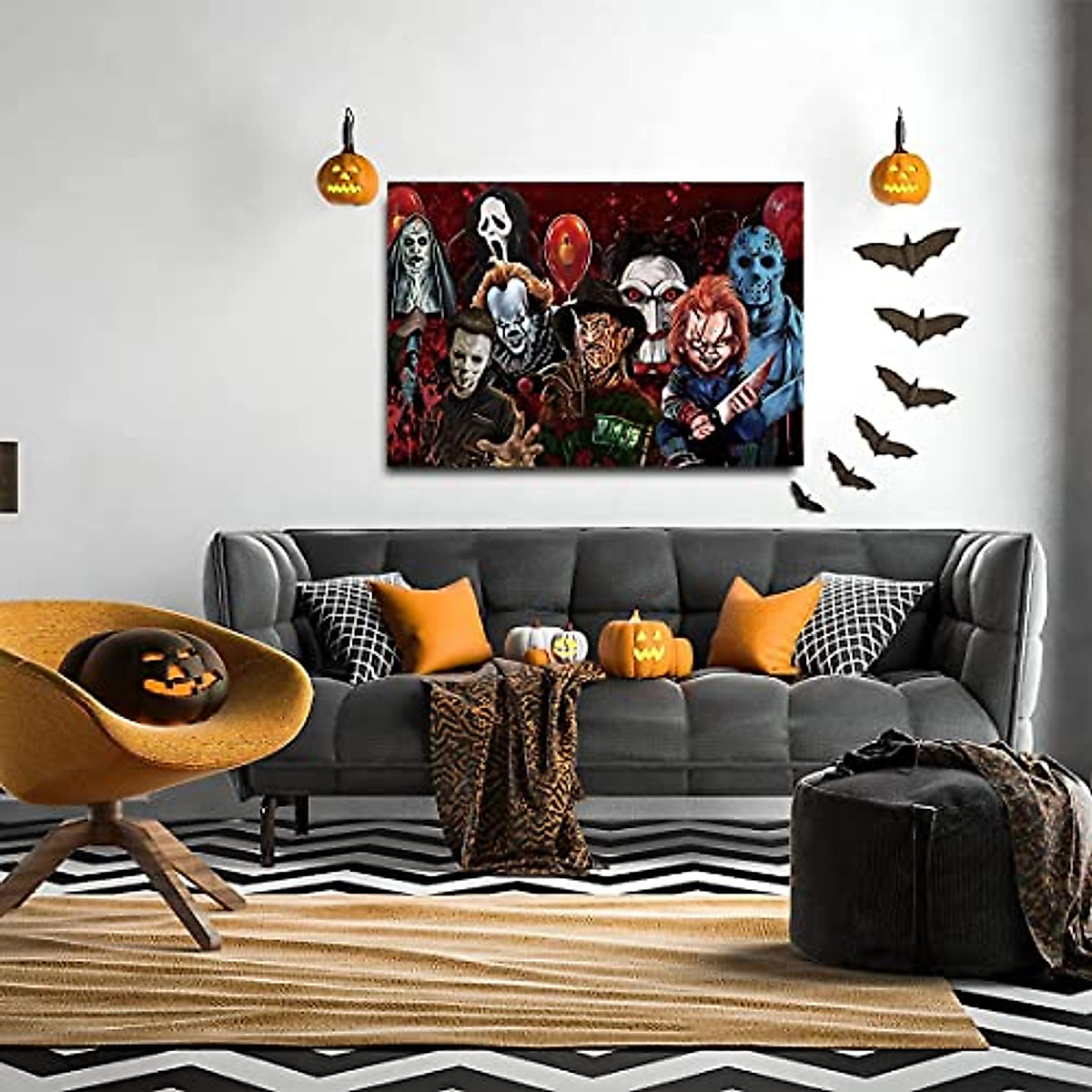 koemhxb Halloween Paint by Number for Adults(24x16 inch),Large Paint by Numbers Kits for Adults Beginner,Halloween Painting by Numbers for Home Wall Decor