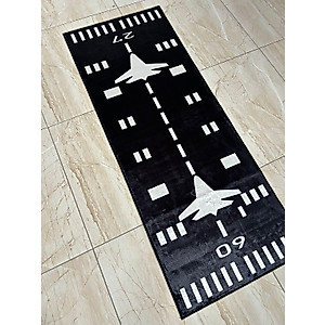 Runway Rug,Track Rug,Aircraft Rug,Aviation Carpet,Airport Rug,Plane Rug,Runway Area Rug,Floor Area Rug,Racing Track Rug,Road Pattern Rugs RM1206.0 60x100Cm//23x39 inch