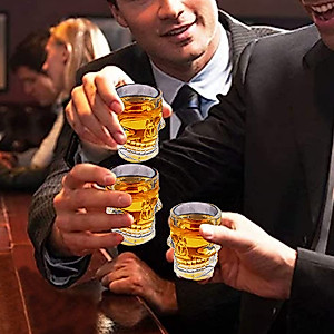 AOLDHYY FFORYILLUMI 1.5 Oz Shot Glass, Skull Face Heavy Base Shot Glass Set, Whiskey Shot Glass 24-Pack for Party, Wine, Whiskey, Tequila, Cocktail, Beverage, Bar Decor