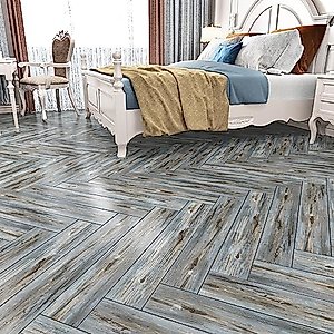 STICKEEP Peel and Stick Flooring 24 PCS Self Adhesive Vinyl Floor Tiles Peel and Stick Bathroom Floor Tile Waterproof Linoleum Flooring Roll Vintage Vinyl Tile for Bedroom Kitchen Camper RV 6" x 36"