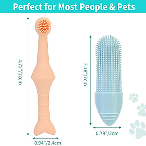 YELUFT Dog Toothbrush, Dog Tooth Brushing Kit with 360° Finger Toothbrush and Dual Head Dog Cat Toothbrush, Food Grade Silicone Dog Teeth Cleaning Kit, 3pcs Ultra-Soft Pet Dog Dental Care Toothbrush