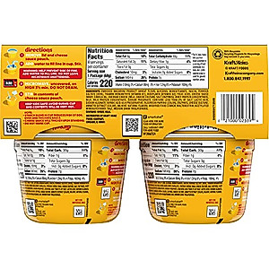 Velveeta Shells & Cheese Original Microwavable Macaroni and Cheese Cups (4 ct Pack, 2.39 oz Cups)