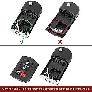 uxcell New Smart Remote Flip Key Fob Shell Case 4 Button for Mazda 3 5 6 RX-8 CX-7 CX-9 2007-2010