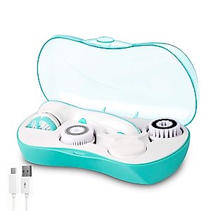 Rechargeable Facial Cleansing Spin Brush Set with 4 Exfoliation Brush Heads - Waterproof Face Spa System by CNAIER - Face Brushes for Cleansing and Exfoliating