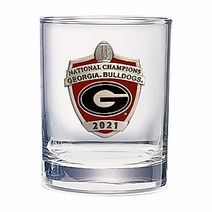 Heritage Pewter 2021-2022 National Champions Georgia Bulldogs Double Old Fashion | Double Rocks Glass 14 OZ for Liquor | Expertly Crafted Pewter Glass