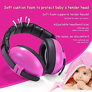 CHAMPS Baby Ear Muffs, Baby Earmuff Noise Protection Reduction Headphones for 0-3 Years Babies, Toddler, Infant, Safety Hearing Ear Muff Shooting Range Hunting Season [Pink]