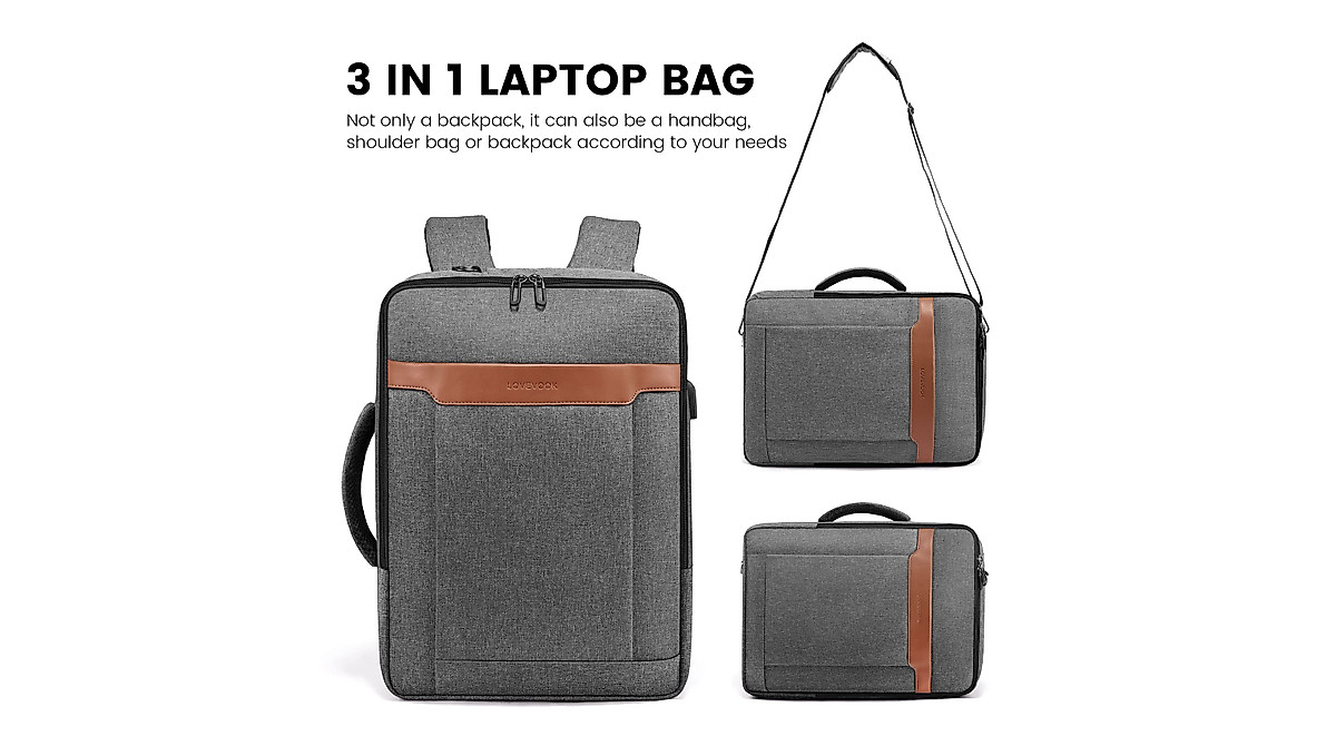 LOVEVOOK 3-in-1 Convertible Laptop Backpack for Men & Women
