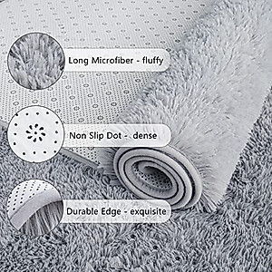 Chicrug Soft Area Rugs for Bedroom Living Room Plush Fluffy Rug 2x6 Feet, Shag Furry Area Rug Carpet Non Shedding for Nursery Children Kids Girls Room Home Decorative, Grey