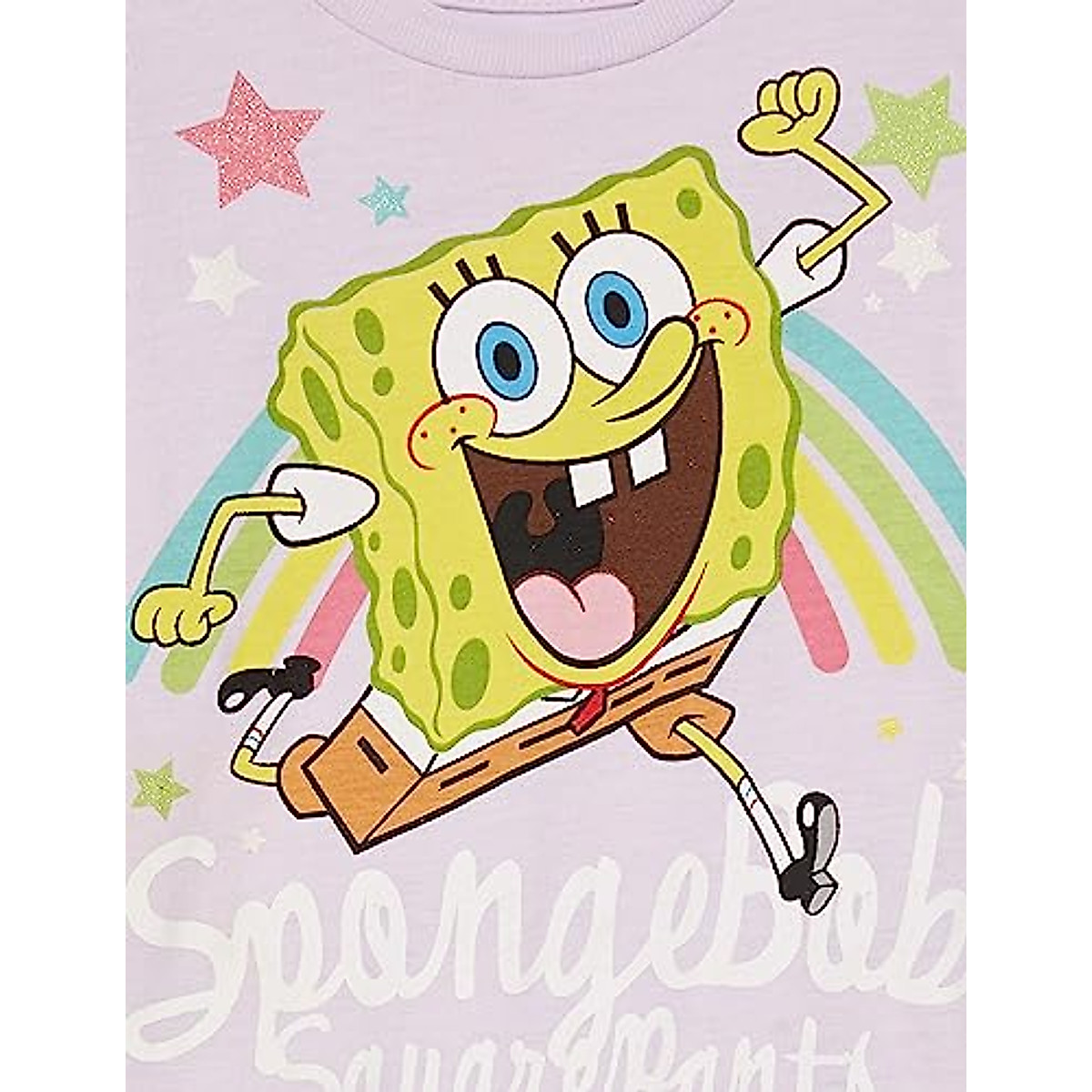 SpongeBob Squarepants Toddler Girls Long Sleeve Two-fer T-Shirt, Lilac/White, 4T