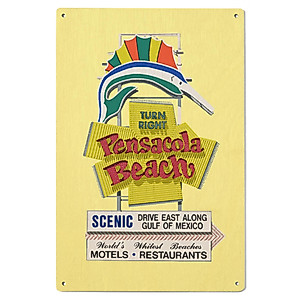 Lantern Press 6x9 Inch Wood Sign, Ready to Hang Wall Decor, Pensacola Beach, Florida, Sign,