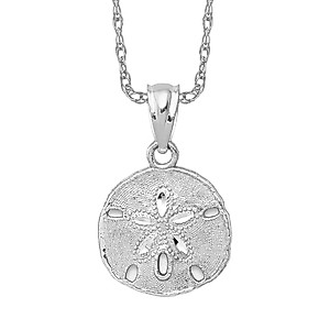 IceCarats 14K White Gold Sand Dollar Sea Star Starfish Necklace Charm Pendant 19mm x 11mm Only