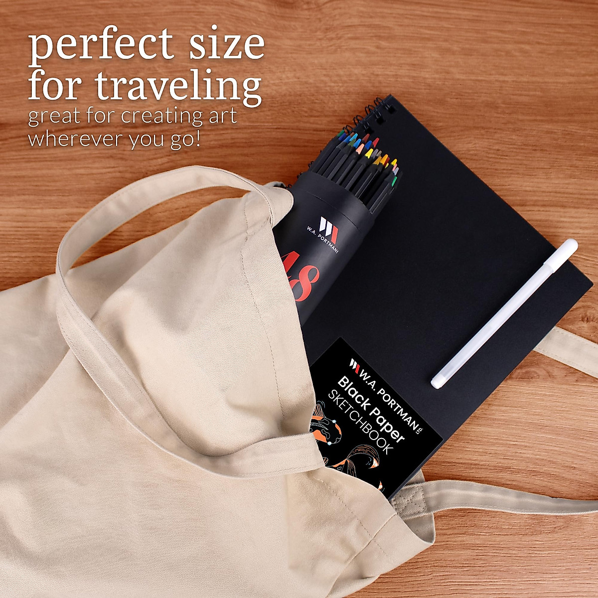 WA Portman Black Paper Sketchbook - A4 (8.3" x 11.7") Black Drawing Paper - 60 Pages (30 Sheets) Journal - Sketchbook Notebook for Gel Pens