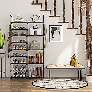 GIMTRR 9 Tiers Metal Shoe Rack, Large Capacity 30-35 Pairs Vertical Shoe Tower, Tall Shoe Storage Organizers, Narrow Shoe Shelf for Entryway, Closet, Garage