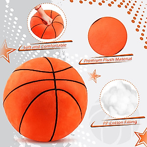 HyDren 2 Pcs Plush Baseball Football Basketball Rugby Pillow Soft Fluffy Sports Stuffed Throw Pillow Cute Ball Cushion for Bedroom Nursery Room Decoration(Basketball, 8.7 Inch)