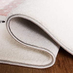 SAFAVIEH Carousel Kids Collection Area Rug - 6'7" Square, Pink & Ivory, Animal Design, Non-Shedding & Easy Care, Ideal for High Traffic Areas for Boys & Girls in Playroom, Nursery, Bedroom (CRK127P)