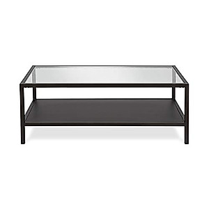 Henn&Hart 45" Wide Rectangular Coffee Table in Blackened Bronze, Modern coffee tables for living room, studio apartment essentials