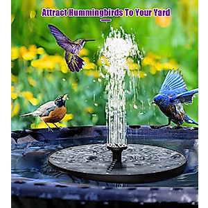 SZMP Solar Fountain 4W Bird Bath Fountains 2024 Upgraded 60LED Lights, Solar Powered Fountain Pump Built-in 4000 Battery with 7 Nozzle & 4 Fixer, Solar Water Fountain for Garden, Bird Bath, Pool, Pond
