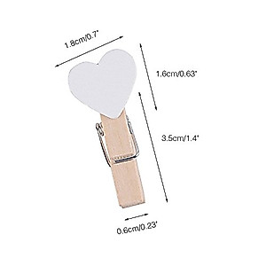 100 Pcs White Mini Wooden Heart Clothespins 3.5 cm with Spring Wooden Photo Paper Pegs Craft Clips for Wedding Party Decor with 100 Feet Jute Twine