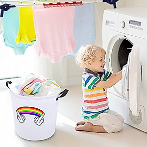 Fuck Gay Pride LGBT Rainbow Large Laundry Basket Hamper Bag Washing with Handles for College Dorm Portable