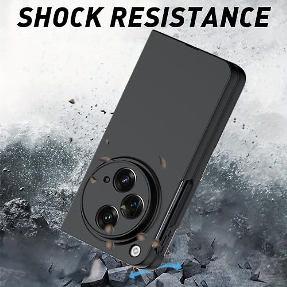 Designed for OnePlus Open Case with Screen Protectors [Hard PC Leather Slim Phone Case] [Shockproof Anti-Slip] Slim Case for OnePlus Open 2023 (Black)