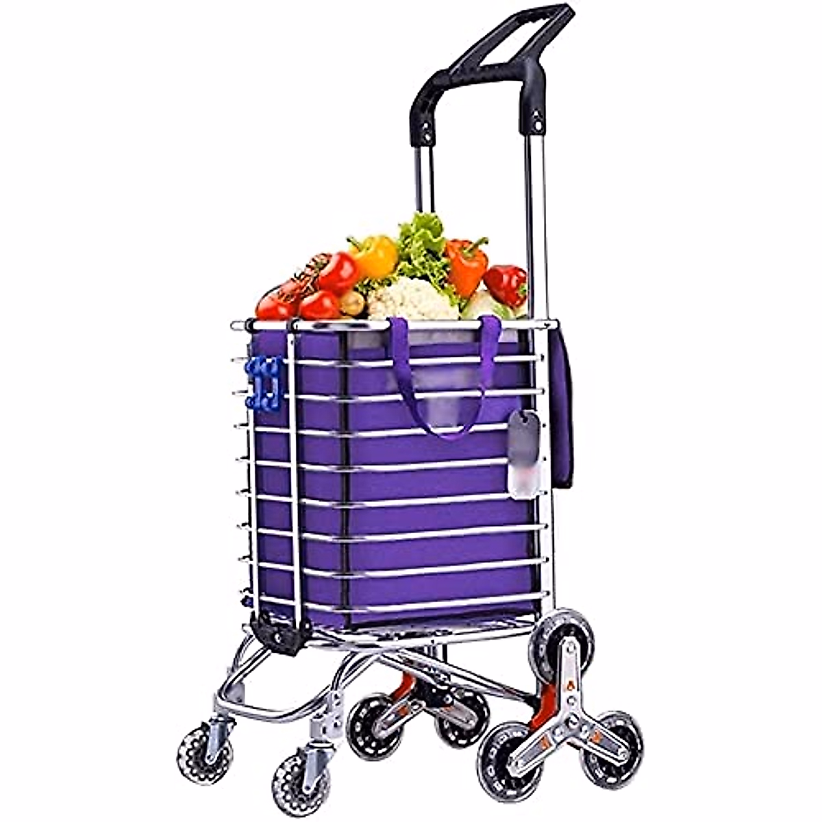 Shopping Trolley on Wheels Portable Shopping Cart,Small Pull Cart Folding Hand Cart Stroller Climbing Stairs Trolley Truck 8 Wheels Adjustable Lucar
