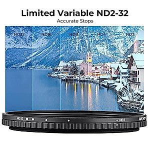 K&F Concept 77mm Variable ND Filter ND2-ND32 Camera Lens Filter (1-5 Stops) No X Cross HD Neutral Density Filter with 28 Multi-Layer Coatings Waterproof (Nano-X Series)