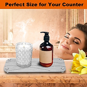 2 Pack Home Sink Caddy, Instant Dry Bathroom Sink Organizer, Fast Drying Diatomaceous Earth Stone Sink Tray Dish for Soap Sponge Holder Toothbrush Cup, Stainless Steel Feet with Rubber Bottom, White