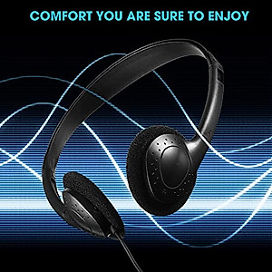 Konohan 30 Pack Headphones Black Adjustable Wire Classroom Headphones Library on Ear Headphones Comfortable School Headphones with 3.5 mm Headphone Plug for Student, Kids, Adults, Travel