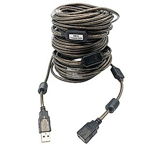 DAYEDZ 100 FT Hi-Speed USB 2.0 Active Extension Cable 30 M, Black USB Cord with Built-in Signal Booster Chipset Repeater, Type A Male to Female Connect PC/Printer/WiFi Antenna/Camera/Webcam