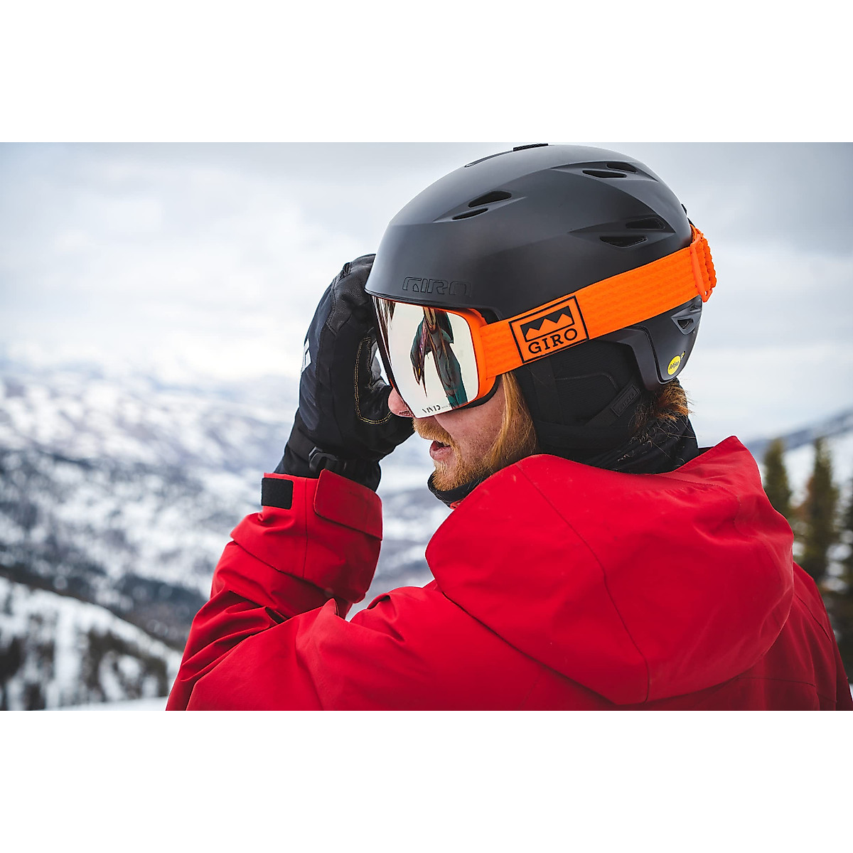 Giro Contour Asian Fit Ski Goggles - Snowboard Goggles for Men & Women - Black Wordmark Strap w/VIVID Ember/VIVID Infrared Lenses