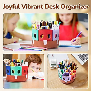 GAMENOTE Rotating Art Supply Storage Organizer, Lazy Susan Office School Supplies for Kids Desk Organizers and Homeschool Supplies Craft Caddy Classroom Organization (Small)