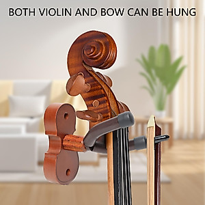 DODOMI Mahogany Violin Wall Mount Hanger with Bow Hook - Violin and Viola Stand